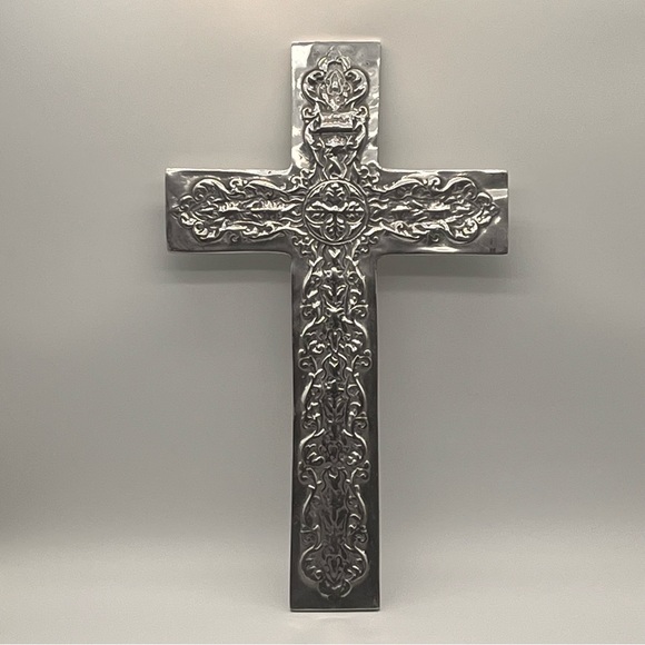 Accents | Mexican Pewter Cross Wall Hanging Large Silver Tone 185 X 11 ...